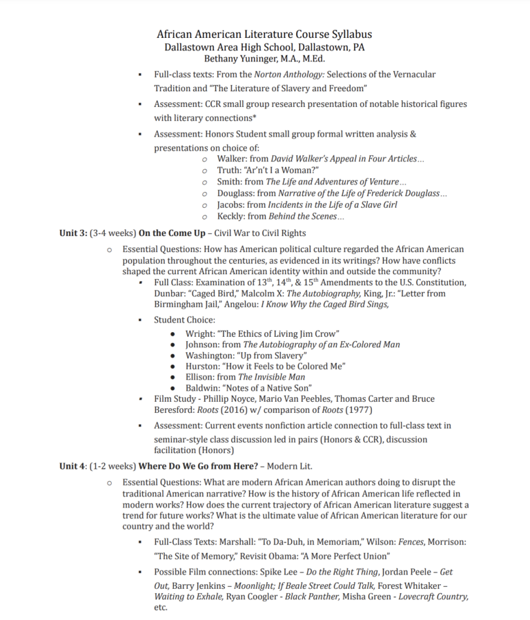 Teaching African American Literature - The Elective Series Continues ...